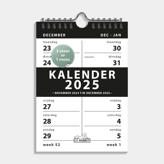 Hobbit - 2 weeks kalender 2025 - kalender met 2 weken overzicht - A5 ...