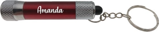 Zaklamp | Sleutelhanger | Met Naam | Rood | Amanda | bol