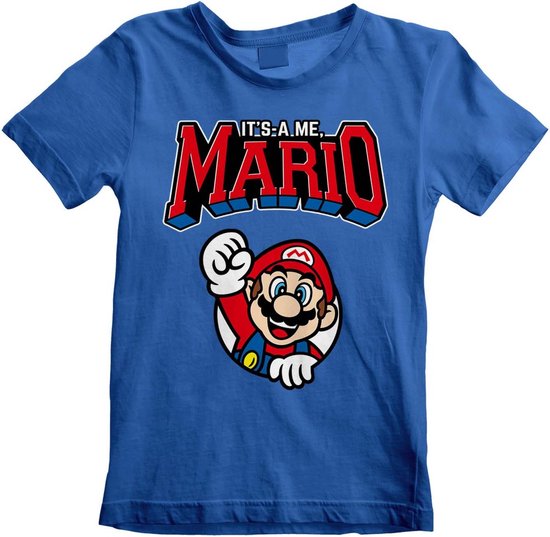 Super Mario Kids - It's A Me, Mario T-shirt blauw 128 | bol