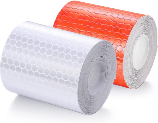 2 Stuks - Reflecterende tape - Wit - rood - 6M - Reflecterend Tape ...