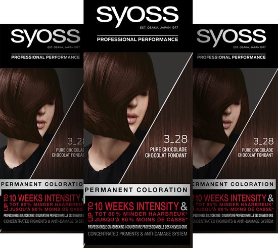 3x Syoss Classic Haarverf 3-28 Dark Chocolate | bol