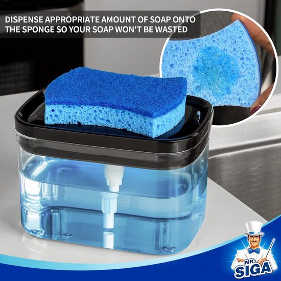 MR.SIGA 2 in 1 zeepdispenser keukenwasmiddeldispenser pomp zeepdispenser met... | bol