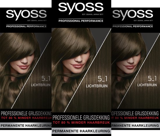 Syoss - Haarverf - 5_1 - Lichtbruin - 115ml x 3 | bol