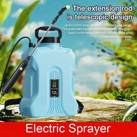 Volda® - Elektrische watersproeier - 12L Fles - 4 Verschillende Nozzles ...