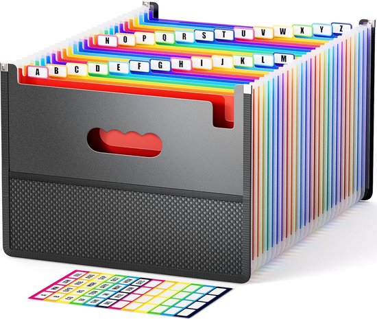 26 vakken documentenmap A4-formaat met mesh-tas-design, waaiermap ...