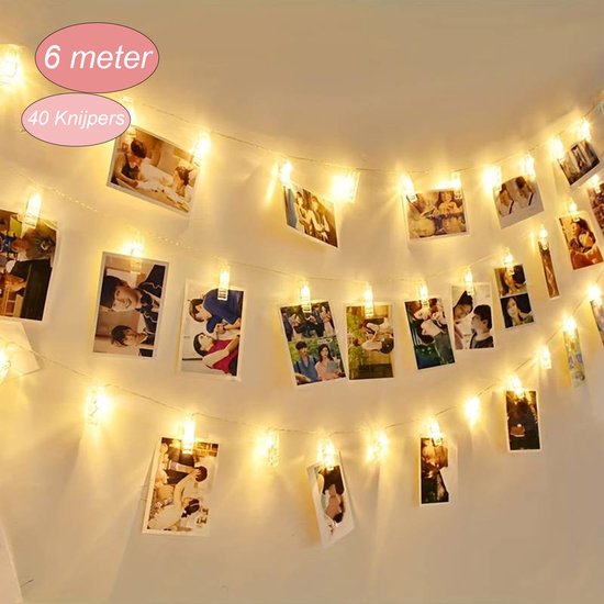 GH Goods - Fotoslinger met verlichting - 6 meter & 40 LED lichtjes ...