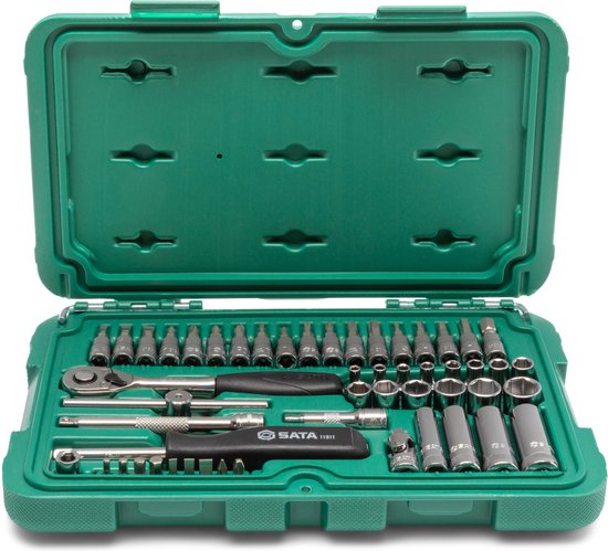 SATA Doppenset met ratel 1/4 inch 6-kant - 52-delig | bol
