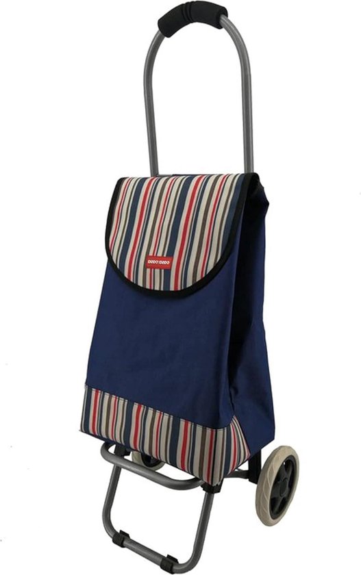 Blue Stripe Winkelwagen op wielen - Enorme Capaciteit - Elegante en ...