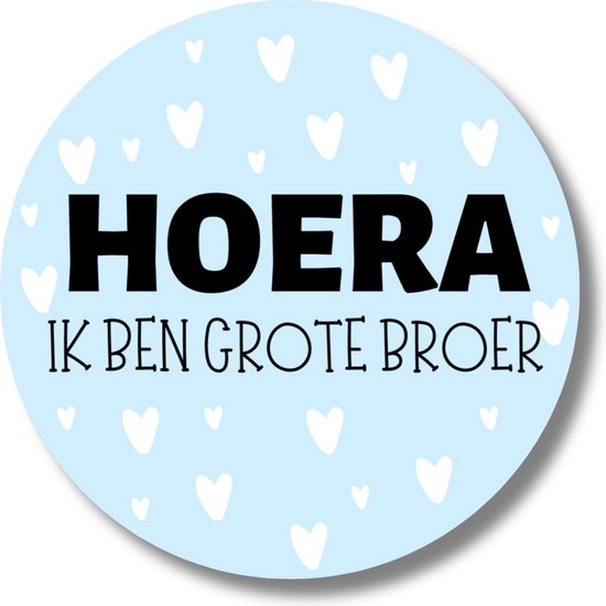 Traktatiestickers - Hoera ik ben grote broer - Blauw - Geboorte - 20 stickers - 4 cm -... | bol