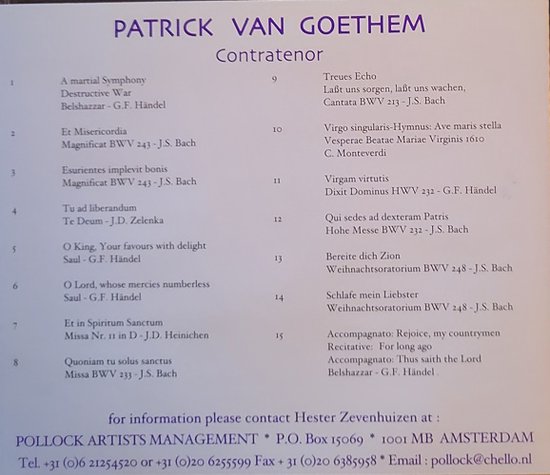 Patrick van Goethem - Contratenor, Patrick van Goethem | Muziek | bol
