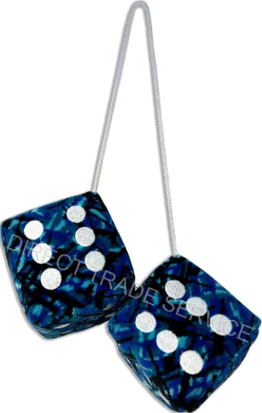 Deense pluche dobbelsteen blauw 10x10 CM, accessoire voor vrachtwagen ...