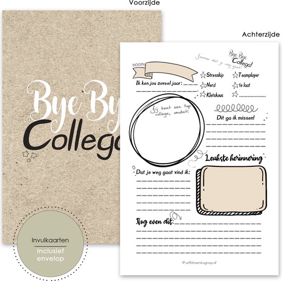 IVK006 Set (16 stuks) - Collega invulkaarten - Afscheid collega cadeau ...