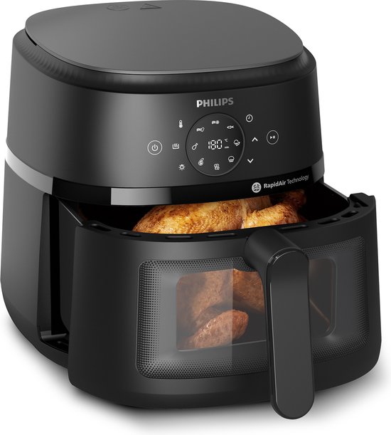 Philips 2000 Series Airfryer NA230/00 - Kookvenster - 6.2 L - Zwart | bol