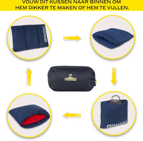NOMAD® Wollip Vulbaar Reiskussen | Donkerblauw | Vakantie Hotel Camping ...