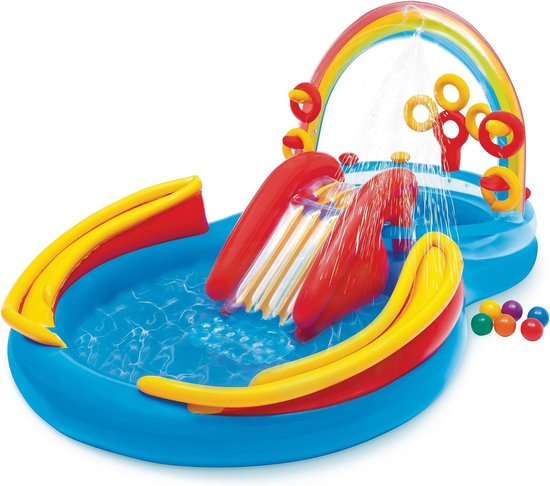Baby Zwembad Waterspeelset 297cm x 193cm x 135cm regenboog ring - Intex 57453NP Baby... | bol