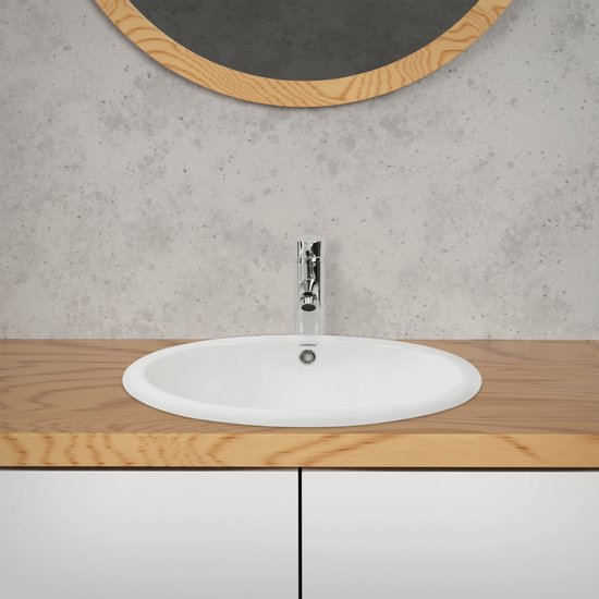 LuxeBath Ovale inbouw wastafel - Wit keramiek - Voor badkamer - Design ...