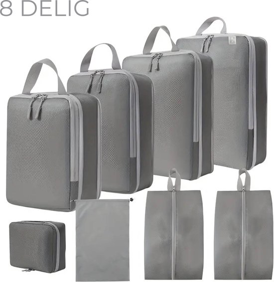 Homiefy luxe packing cubes - 8 delige set - benut meer ruimte door ...