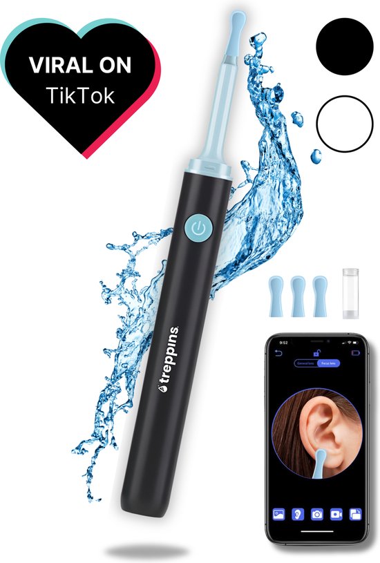 Treppins® Oorreiniger Zwart - Oorsmeer verwijderaar met Camera - Ear ...