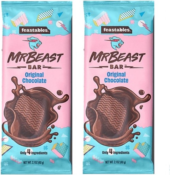 Mixpakket Feastables Mr Beast Chocoladerepen Dark 2 x 60 Gram | bol
