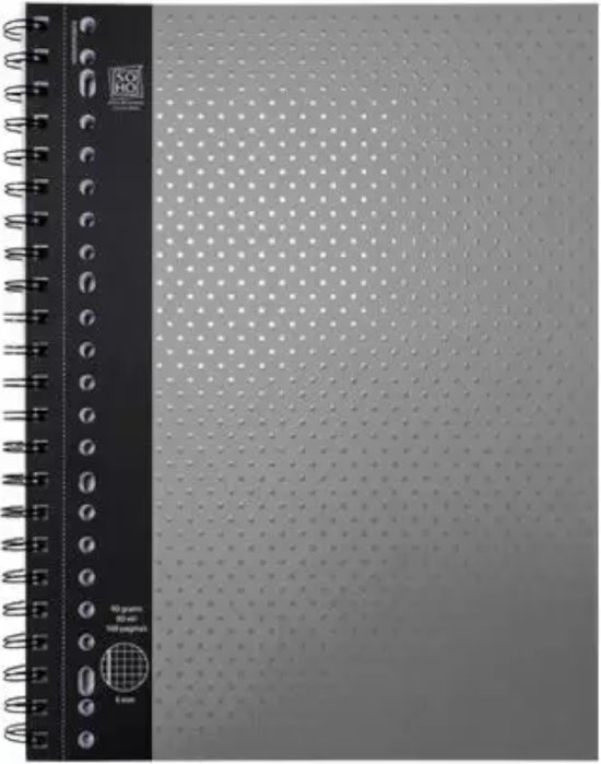 Collegeblok A4 ruitjes 10mm - 1x1 cm - Cadebo - 23rings - Grijs - Gratis Verzonden | bol