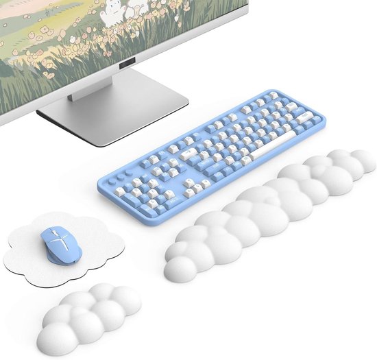 Ergonomic Cloud Keyboard Wrist Rest with Mouse Rest - Upgraded PU ...