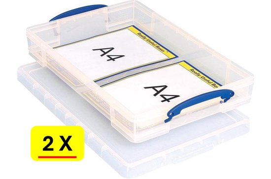 2 x Opbergbox Really Useful Box 10 liter - A3 - 52x34x8,5 cm - transparant wit | bol