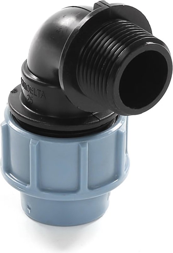 Unidelta Knie 90° PP 50 mm x 2" knel x buitendraad 16bar zwart/blauw DVGW/KIWA/WRAS | bol