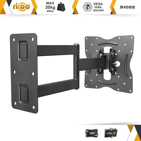 TV wandhouder draaibaar - kantelbaar - 43 cm / 17-120 cm - 47 inch - VESA 200x100 -... | bol