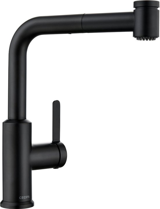 CECIPA max Zwart Keukenkraan Met Uittrekbare Uitloop - 360° draaibare keukenkraan -... | bol