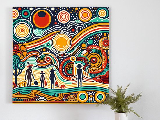 Pop art aboriginal schilderij | Indigenous Pop Fusion: Vibrant ...