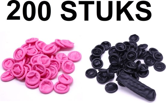 200 Stuks Latex Vingerbeschermers - Vinger Condooms - Vingerhoed - 100 ...