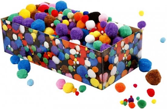 Knutsel pompons - 720x - diverse maten 5-40 mm - kleurenmix | bol