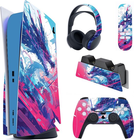 Console Skin Decal voor ps5 Disc Edition - Neon Draak Design ...
