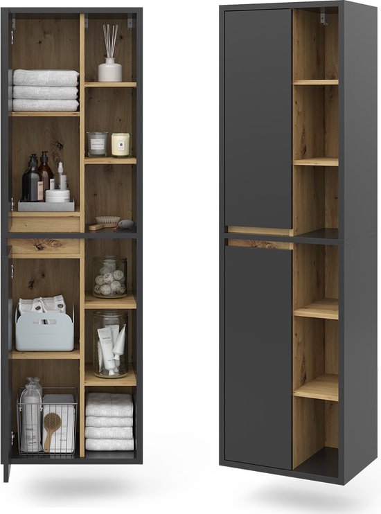 Vicco Viola Badkamerkast – 50 x 170 cm met deuren en open vakken ...