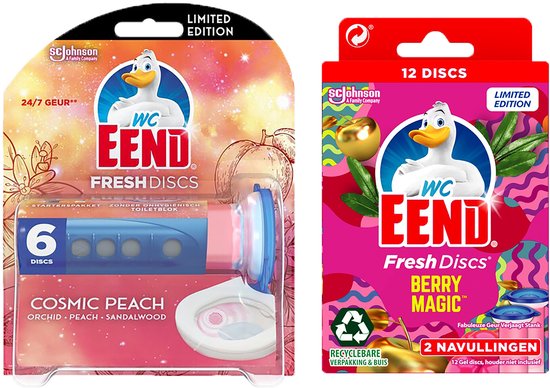 WC-Eend Fresh discs Cosmic Peach 6 discs + Wc eend Berry Magic 12 discs ...