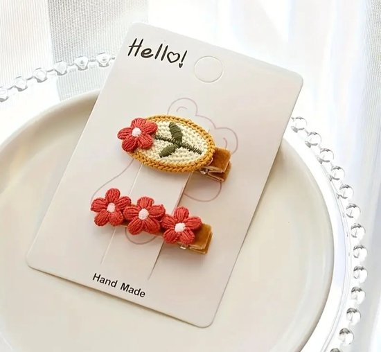 Set van 2 unieke schattige mooie geborduurde haar klipjes clipje ...