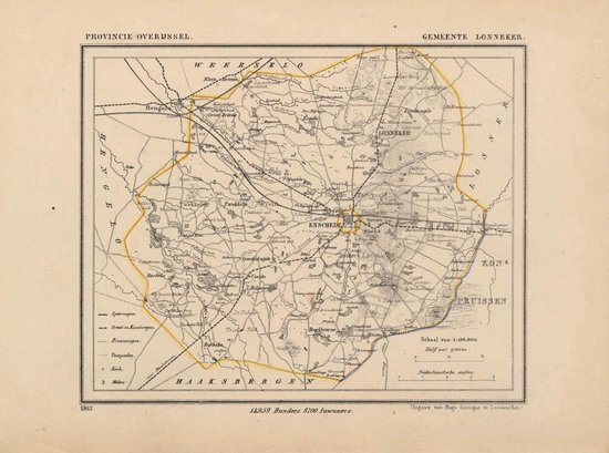Historische kaart, plattegrond van Gemeente Lonneker (Enschede) door ...
