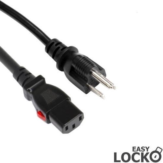 EECONN USA Stroomkabel met C13 plug en IEC Lock / zwart - 1,8 meter ...
