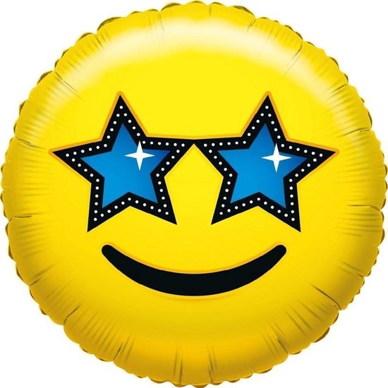 Folie ballon ster smiley 35 cm - Folieballon ster emoticon 35 cm | bol