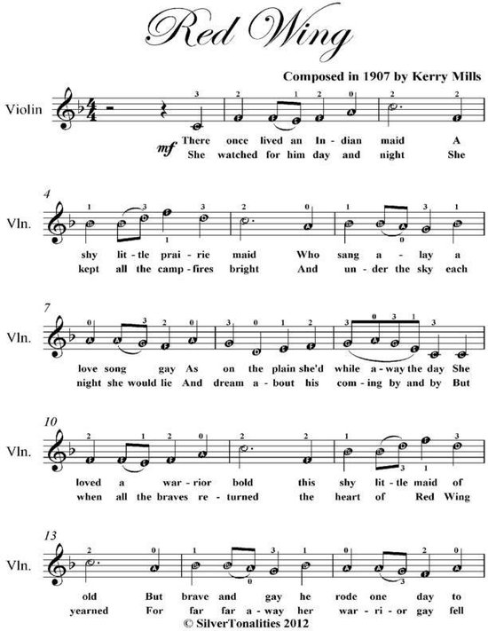 Red Wing Easy Violin Sheet Music (ebook), Kerry Mills | 9781329686564 ...