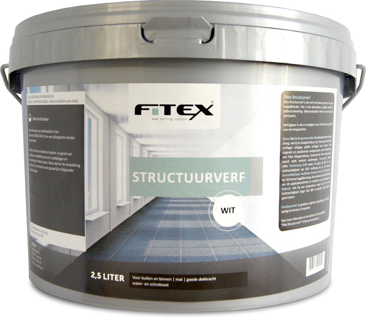 Fitex structuurverf 2,5 liter wit | bol.com