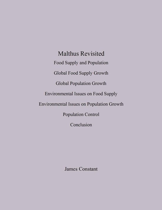 Population Control - Malthus Revisited (ebook), James Constant ...