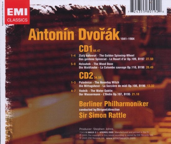 Rattle Simon (Sir)/ Berlin Ph - Dvorak: Tone Poems, Berlin Ph | CD (album) | Muziek | bol.com