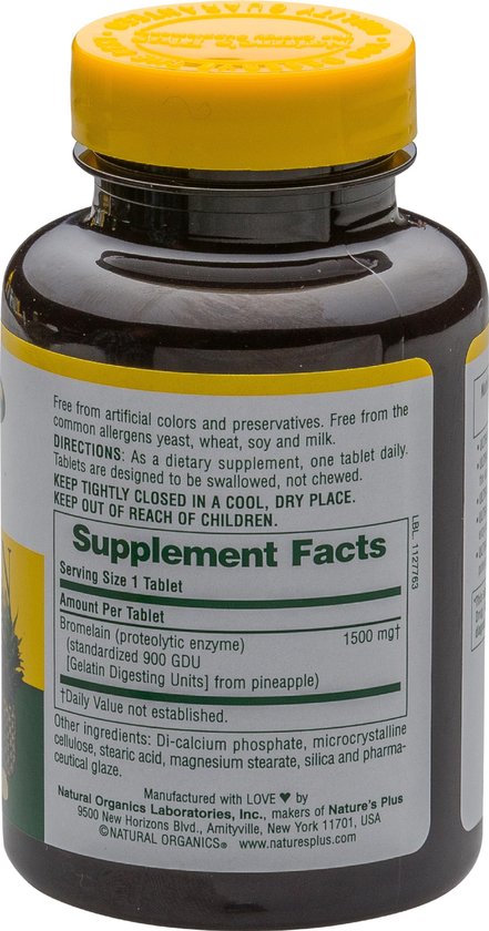 Ultra Bromelain 1500 mg, 60 tabletten, Nature's Plus | bol.com