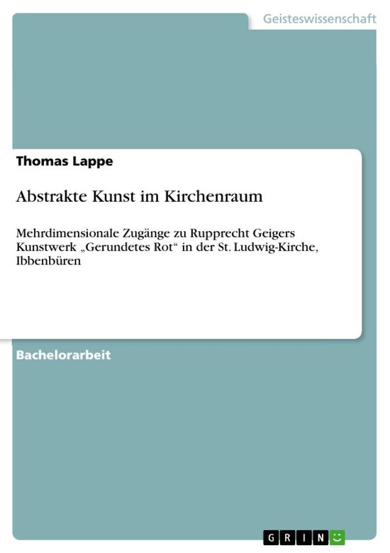 Abstrakte Kunst im Kirchenraum (ebook), Thomas Lappe | 9783656957591 ...