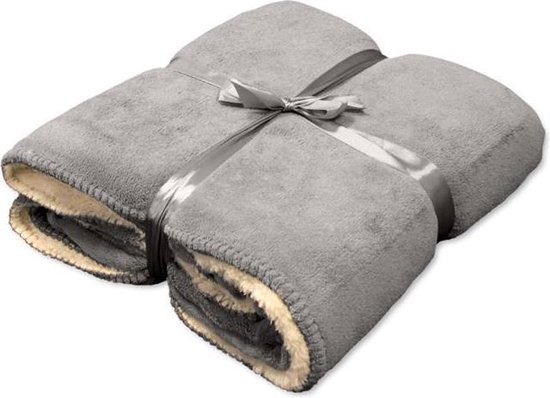 Unique Living Coby - Fleece polyester - Plaid - 130x160 cm - Nickel ...