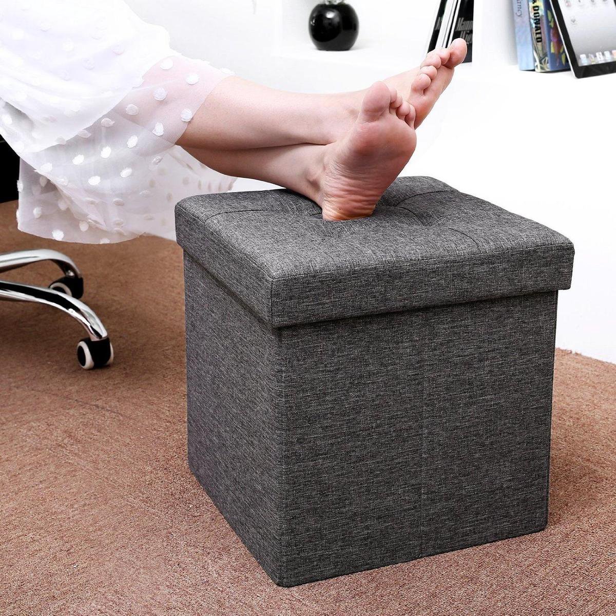 Pouf de rangement pliable - Pouf avec rangement - Boîte de rangement ...