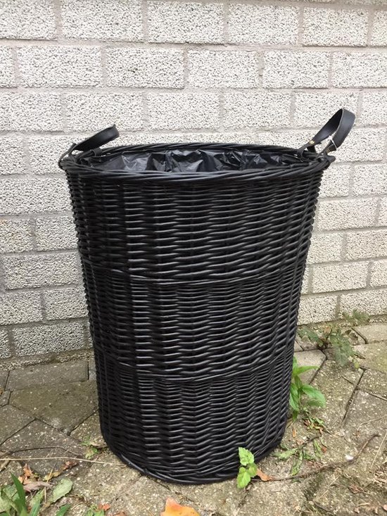 Grote Rieten Mand - Antraciet - H 60 cm D 50 cm | bol