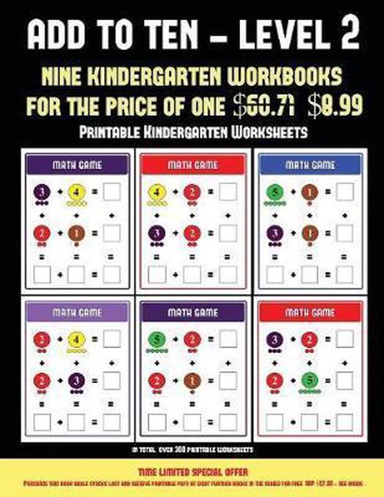 Printable Kindergarten Worksheets (Add to Ten - Level 2), James Manning ...