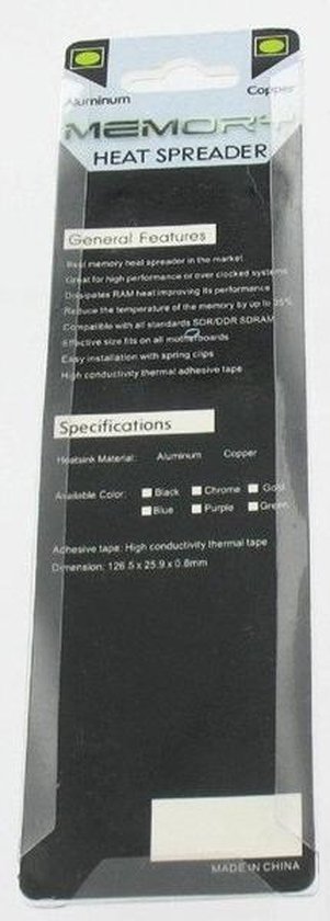Memory SDR/DDR Memory Heat Spreader/Cooler | bol